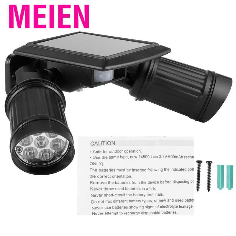 Meien Solar Lights Outdoor Adjustable Dual‑Head 14LED Spotlight Motion Sensor Wall Light ...