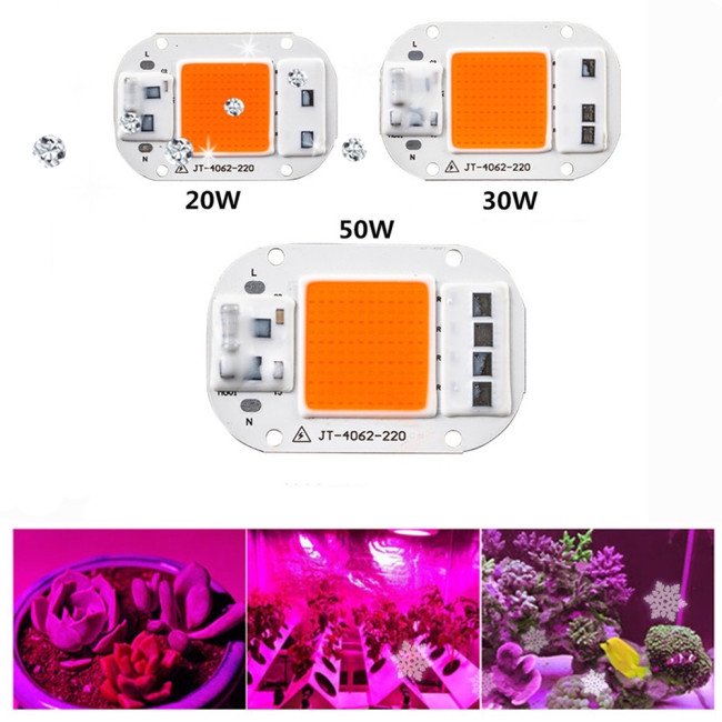 หลอดไฟสเปกตรัม 20 W 30 W 50 W Led Cob สําหรับปลูกพืชในร่ม 380-840 Nm ...