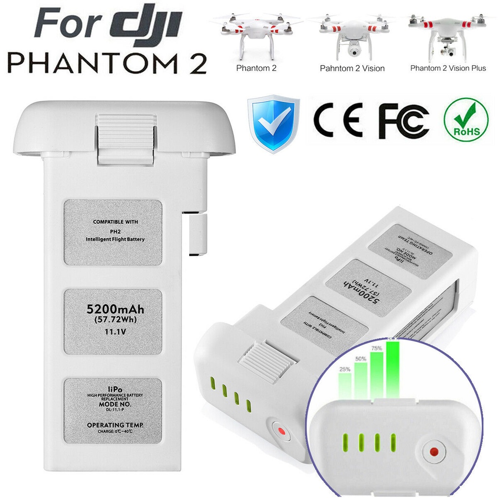 Battery For DJI Phantom 2 Vision+ Plus Drone Quadcopter Flight 5200mAh ...
