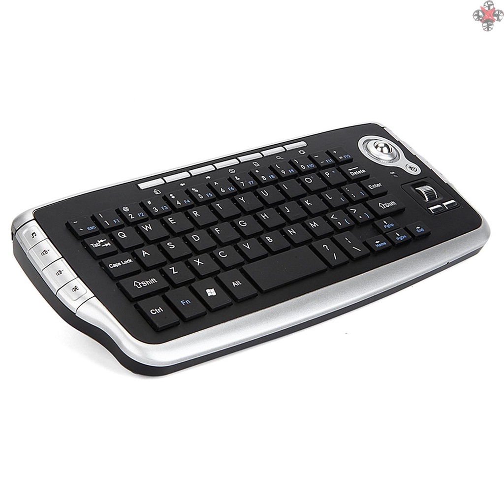 E30 2.4GHz Wireless Keyboard with Trackball Mouse Scroll Wheel Remote ...
