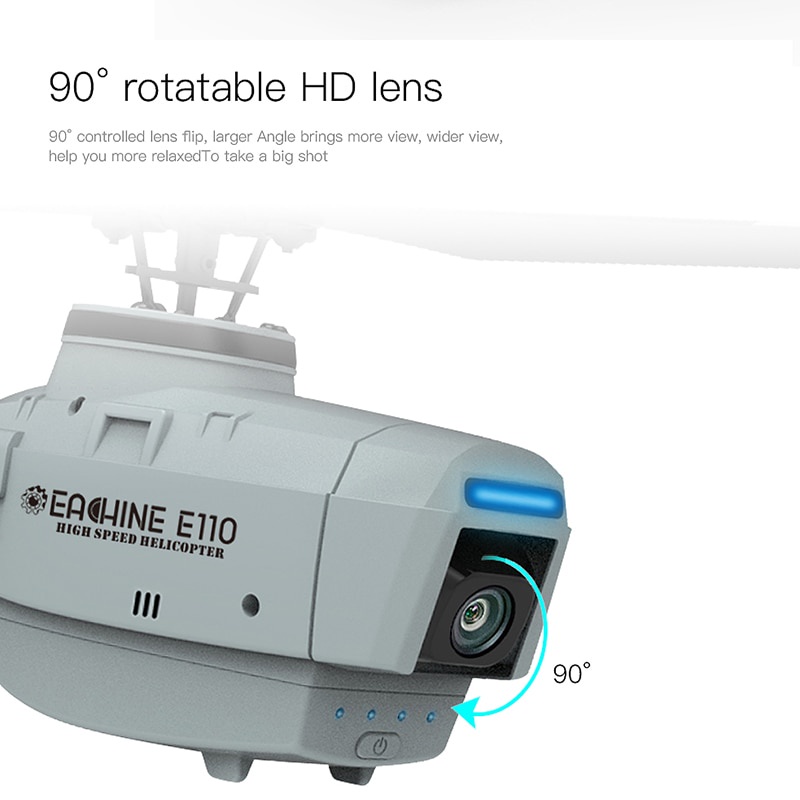 Eachine E110 RC Helicopter 2.4G 6-Axis Gyro 720P HD Camera Optical Flow Localization Flybarless ...