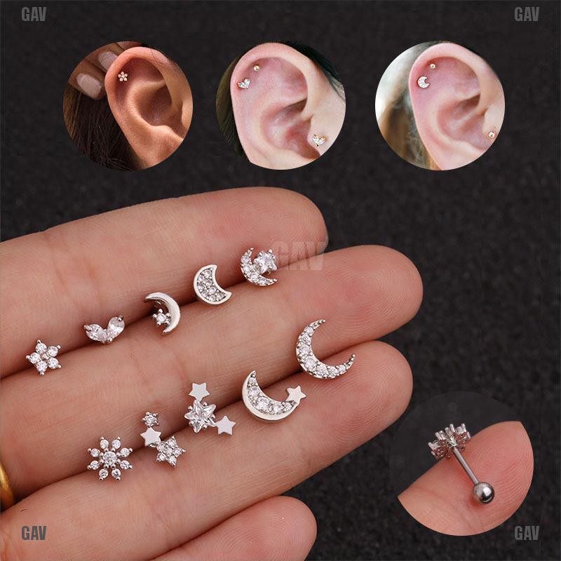 [Gav]Crystal Rhinestone Moon Sun Ear Helix Cartilage Body Piercing ...