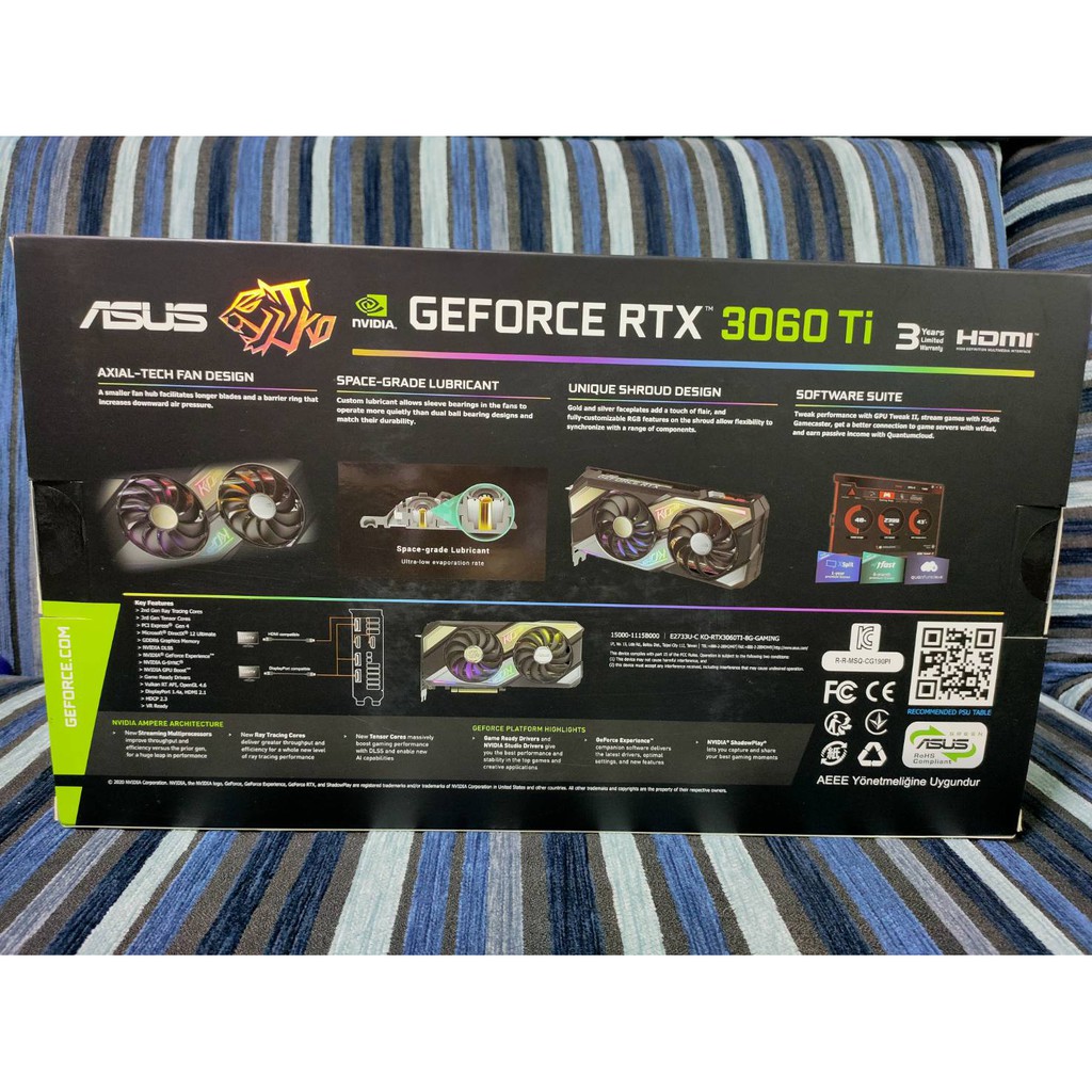 การ์ดจอ ASUS KO RTX 3060TI OC EDITION 8GB GDDR6 ของใหม่ ไม่โดนไฟ ไม่แกะ ...