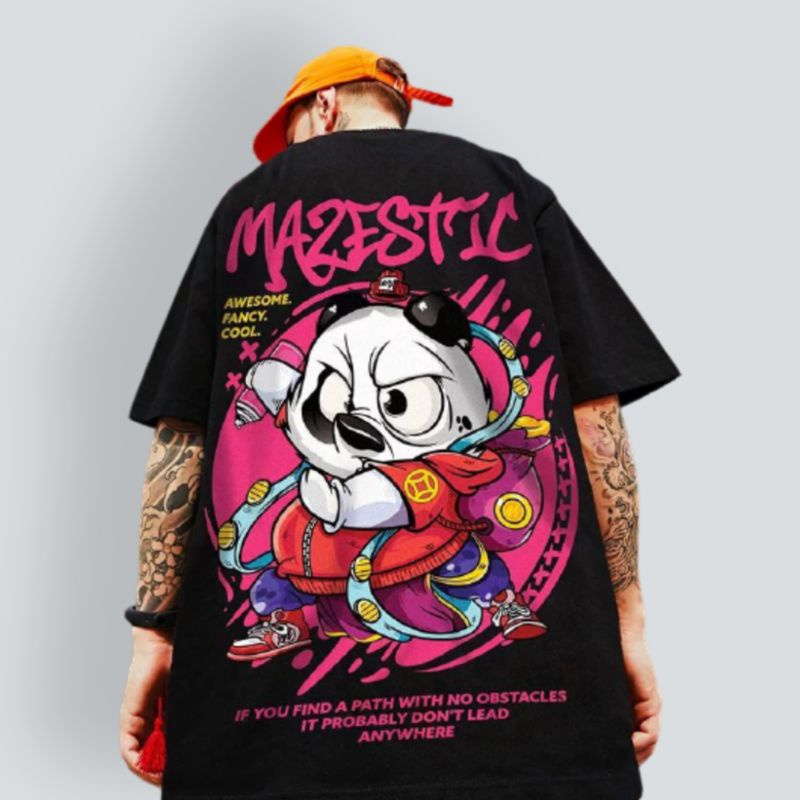 (Cod) เสื้อยืดแขนสั้น ผ้าฝ้าย พิมพ์ลาย Back Distro PANDA MAZESTIC 30s ...