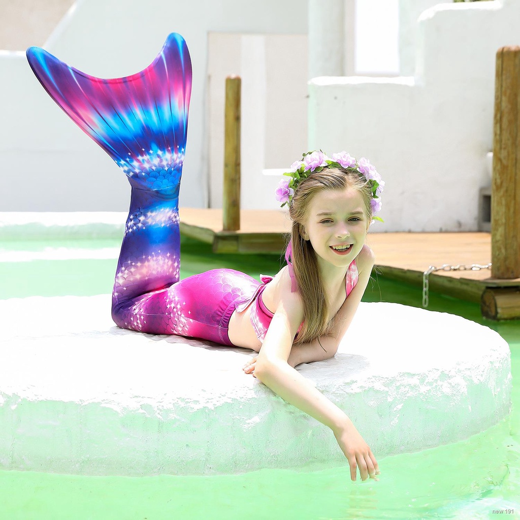 Girls Mermaid Tails Swimsuit Costumes Bikini Swimming Cosplay Little ...