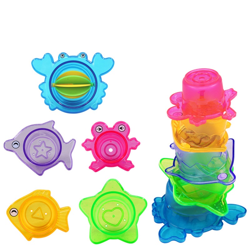 ห้องอาบน้ำเด็ก Stacked Cups Bath Combination Toys for Infants 6 12 ...