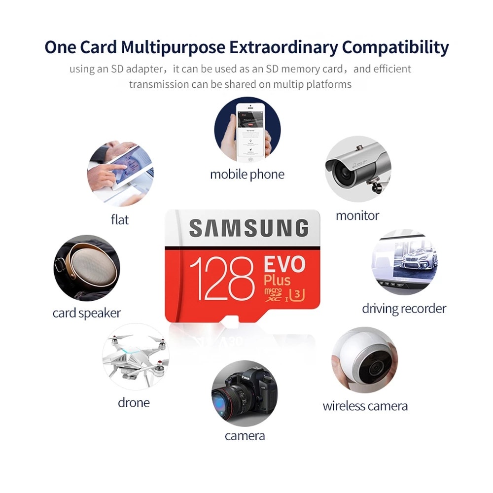 ขายดี แฟลชการ์ดหน่วยความจํา SAMSUNG EVO Plus Micro SD TF Card 64GB 128GB 256GB 512GB 32GB Class ...