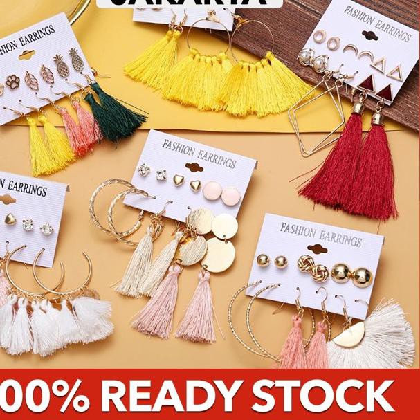 Code-764 Cayman 3 6 คู่ต่างหูแฟชั่นสไตล์เกาหลีสําหรับผู้หญิง ...