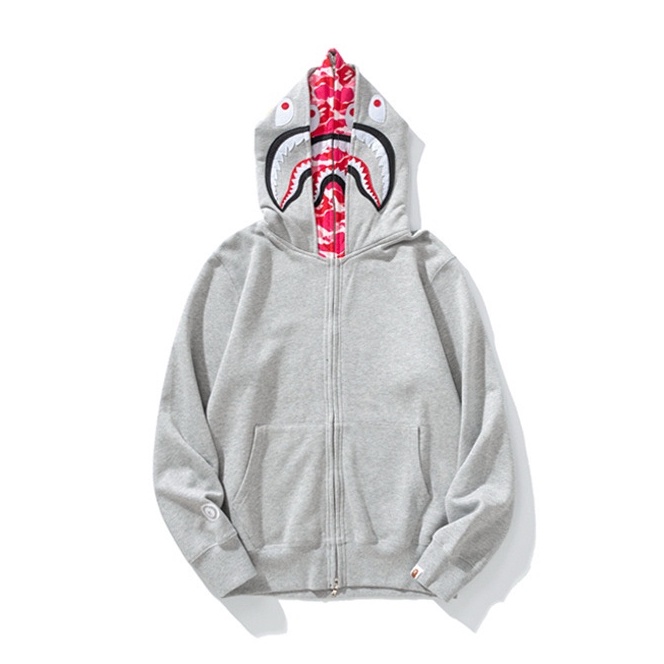 Bape Grey Pink Camo Frankenape Shark Zip up Hoodie - nysocialclub ...