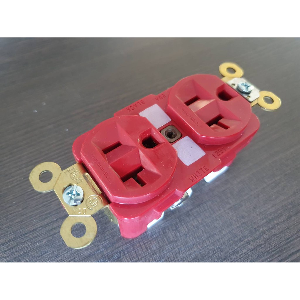 ปลั๊กผนัง HUBBELL HBL 8300 HR 20A สีแดง (Hospital Grade) Made in U.S.A ...