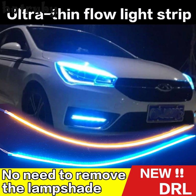 2pc DRL Ultra-thin flow light strip Flowing light bar ไฟหน้าหมอกโคมไฟ ...