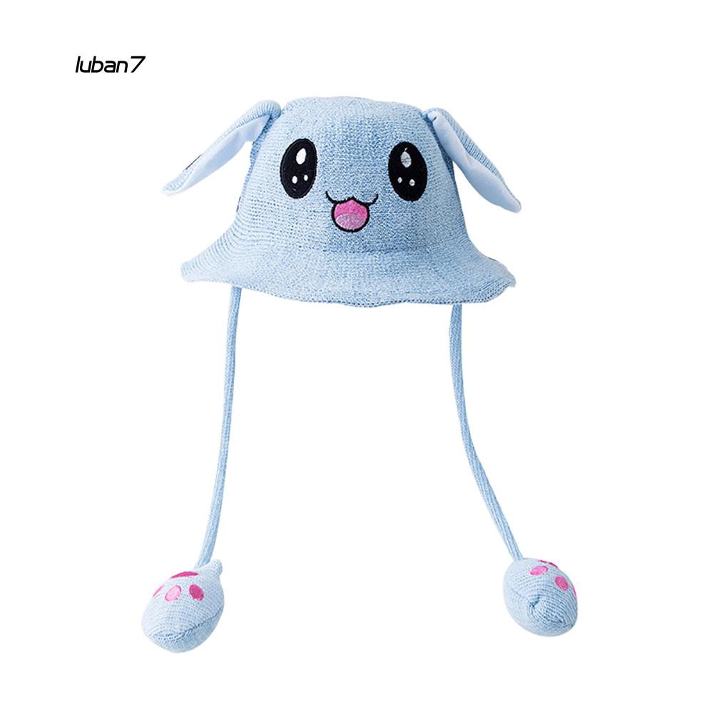 Luban♥Cute Unisex Rabbit Ear Plush Knitted Airbag Pop-up Summer Beanie ...