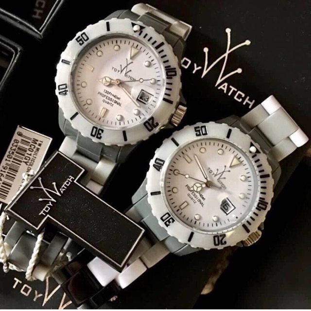 TOYWATCH Multicolor Grey, White & Black Plasteramic White Dial Grey ...