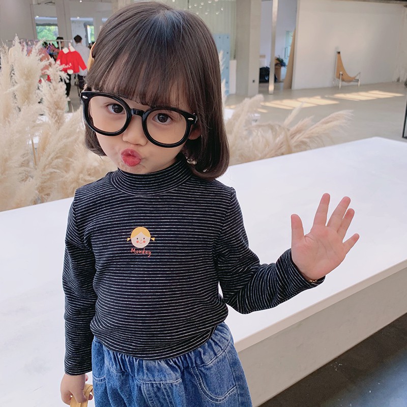 Children's high-neck bottoming shirt girls long-sleeved t-shirt ...