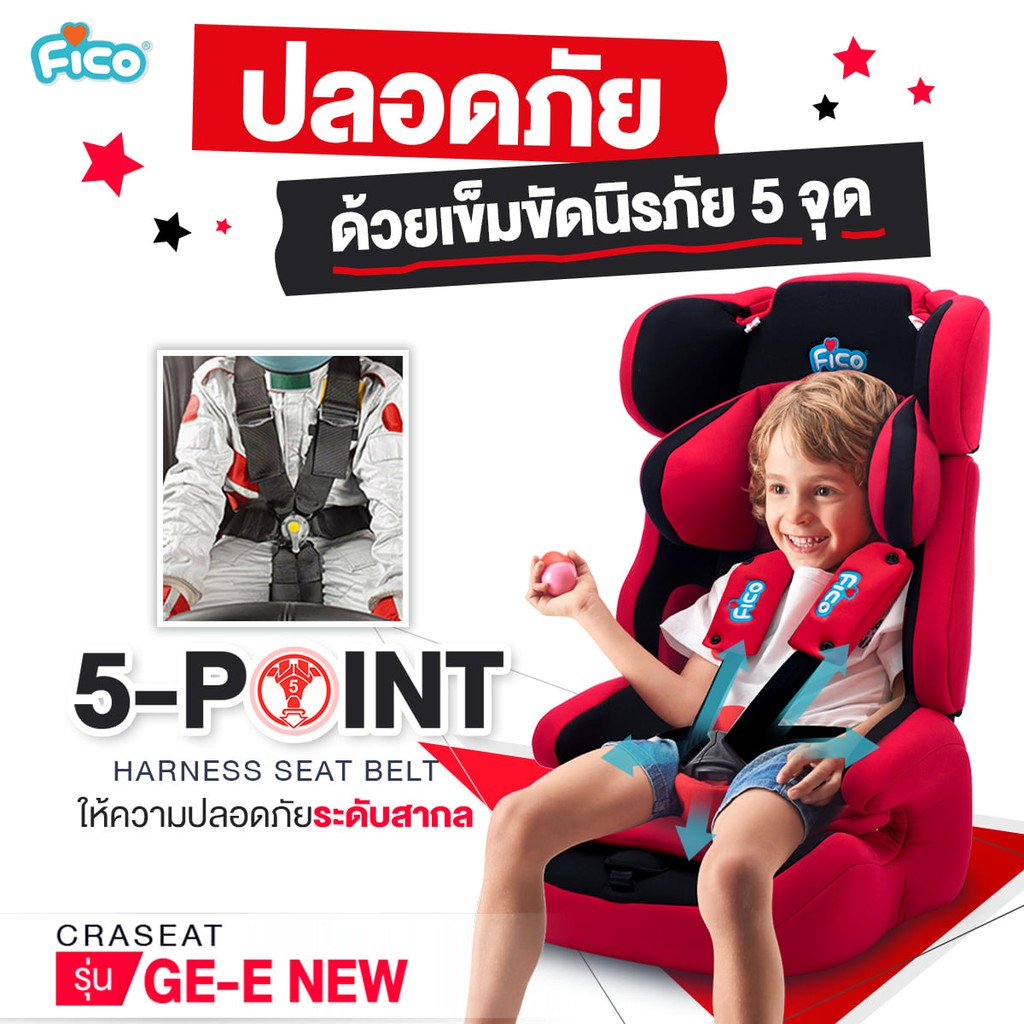 คาร์ซีท Fico รุ่น GE-E New เด็ก 9 เดือน -12 ปี ถอดเป็นบูตเตอร์ซีทได้ สินค้าขายดี - honeybbshop ...