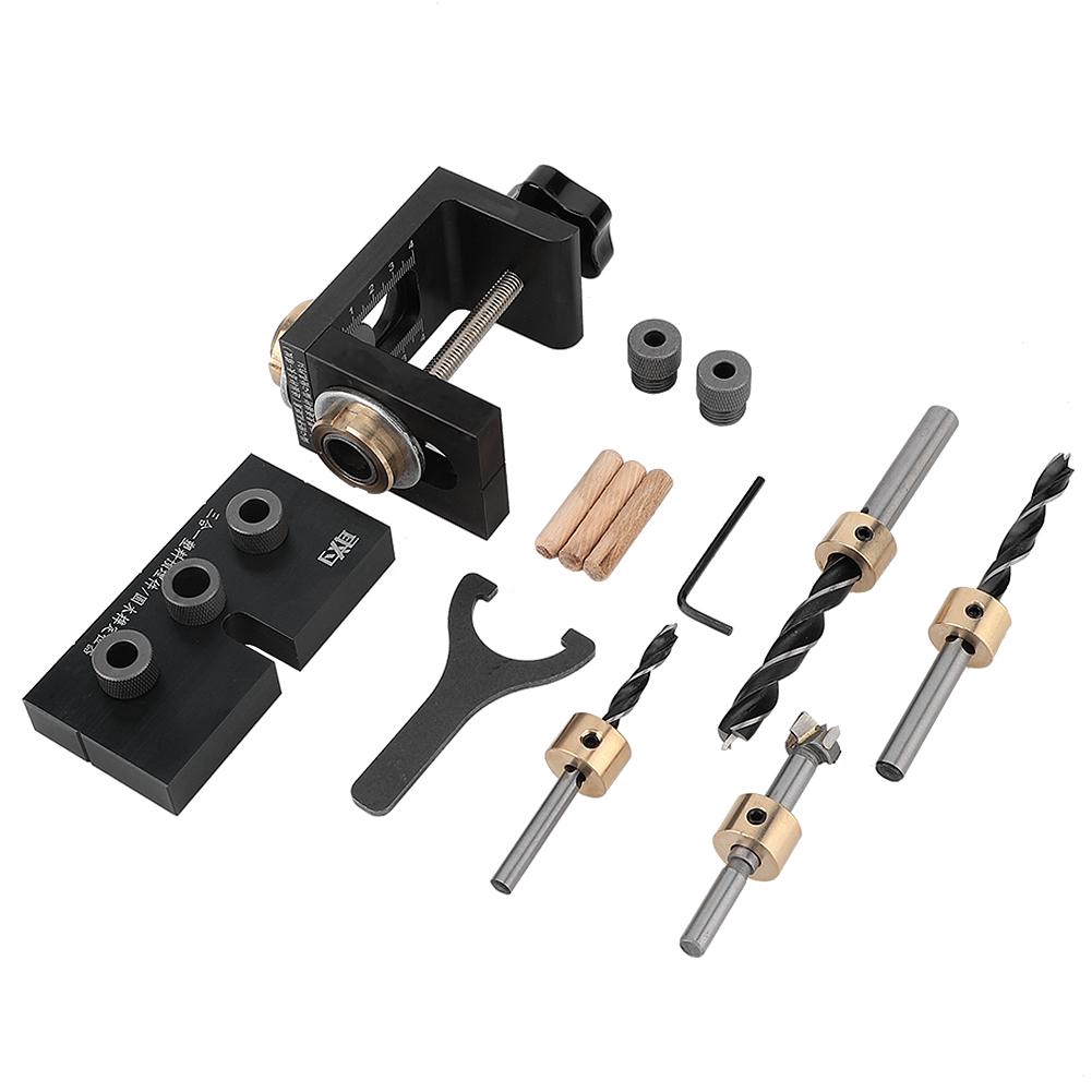 3in1 Wood Hole Drilling Locator Guide Jig Drill Bit Woodworking ...