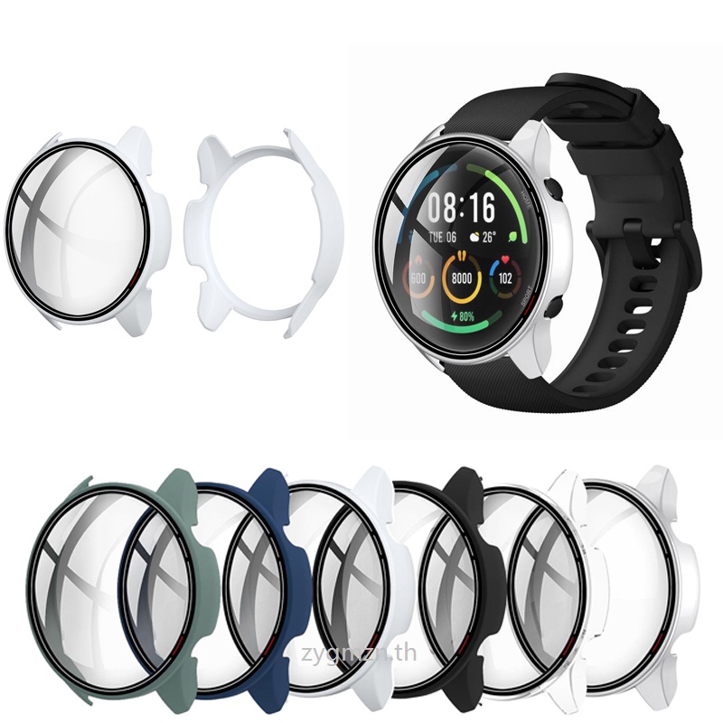 ขอบแข็ง หน้าจอ กระจก ป้องกัน เคส กรอบ สําหรับ Xiaomi Mi Watch สี รุ่น