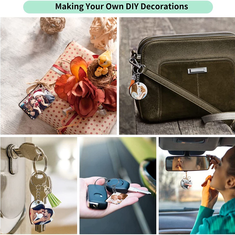 161Pcs Sublimation Keychain with Heat Transfer MDF for DIY Keychain ...