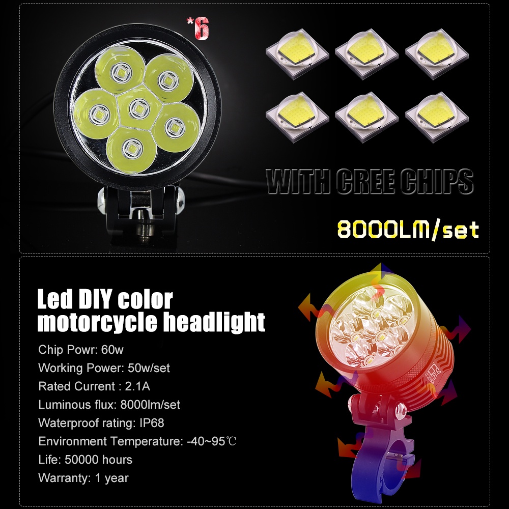 wDouble Colors led strobe motorcycle headlight Fog DRL lamp car ...