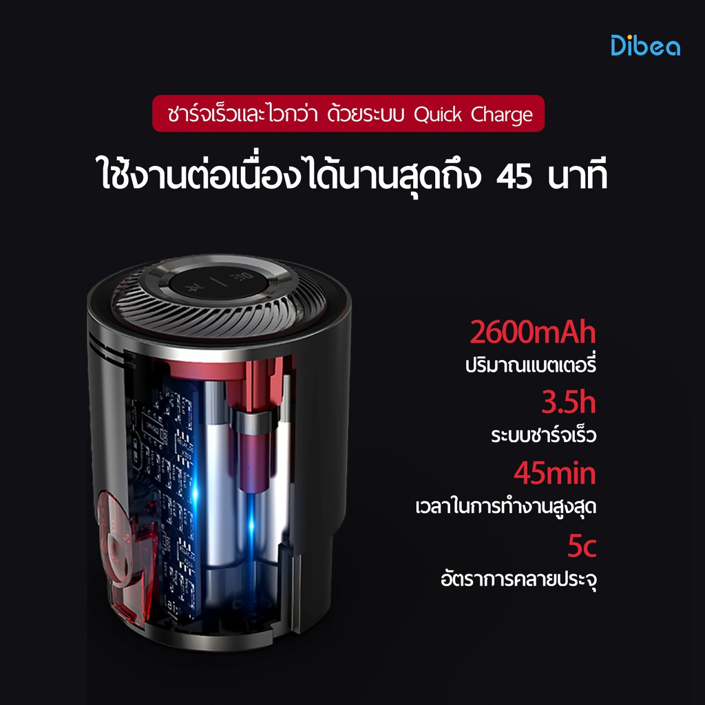 Dibea FC20 เครื่องดูดฝุ่น ถูขัดพื้น ไร้สาย พร้อมแทงค์น้ำ ขัดพื้นคราบฝังลึก Extra Slim Vacuum ...