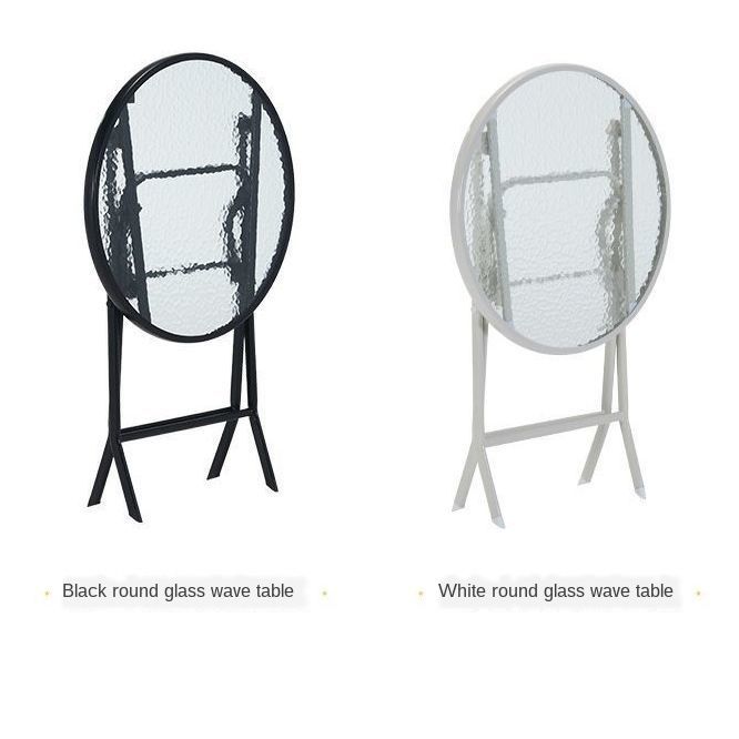 Tempered glass round table folding square table balcony table simple ...