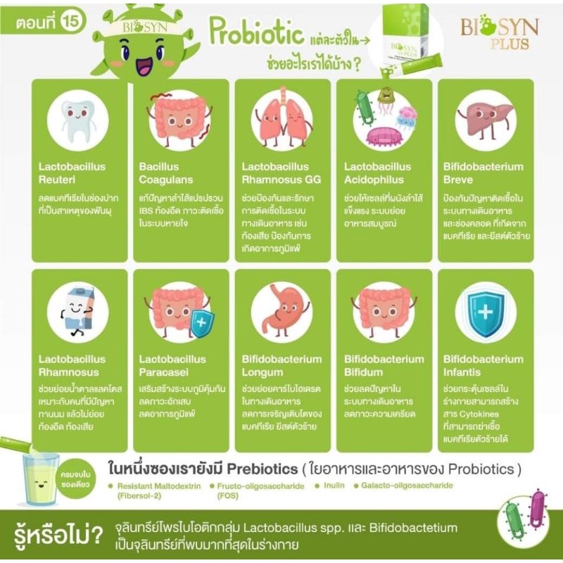 Biosyn 15 Plus ปรับระบบขับถ่ายให้สมดุล บอกลา ท้องผูก ท้องอืด ลำไส้แปรปรวน ภูมิแพ้ 1 กล่อง 30 ซอง ...