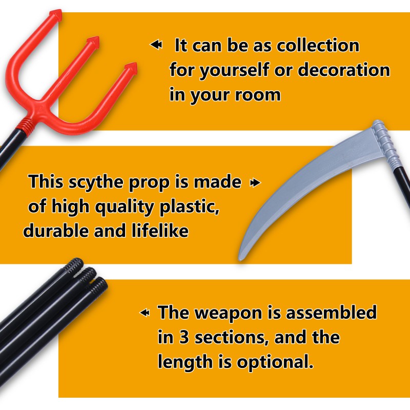 2pcs Halloween Weapon Props Durable Funny Plastic Scythe Toy for ...