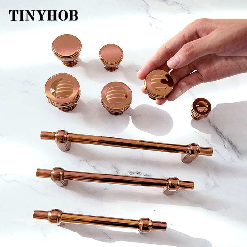 Rose gold Solid Brass Furniture Handles Door Knobs and Handles for ...