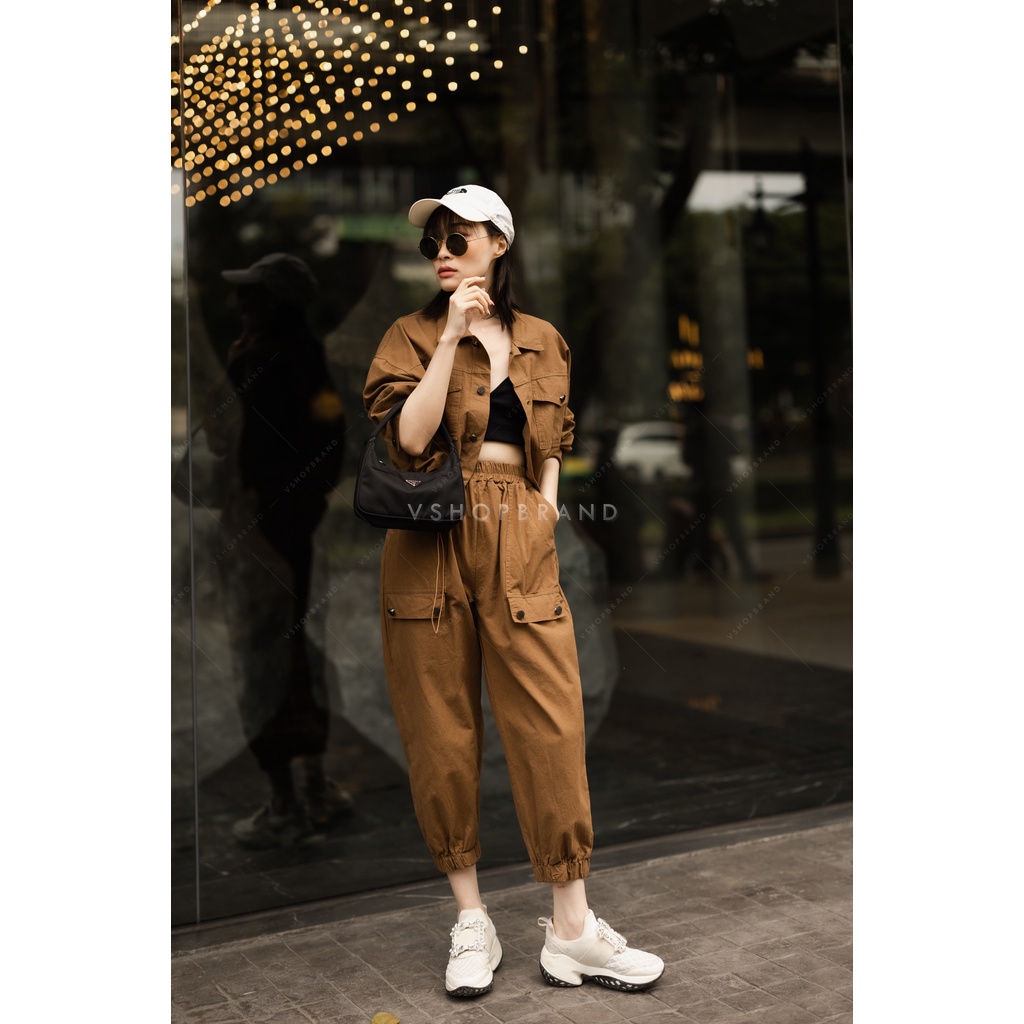 VSHOPBRAND 9026-0 Set แจ็คเก็ตรูดเอวกางเกง ชุดเซ็ตขายาว ชุดไปเที่ยว ชุด ...