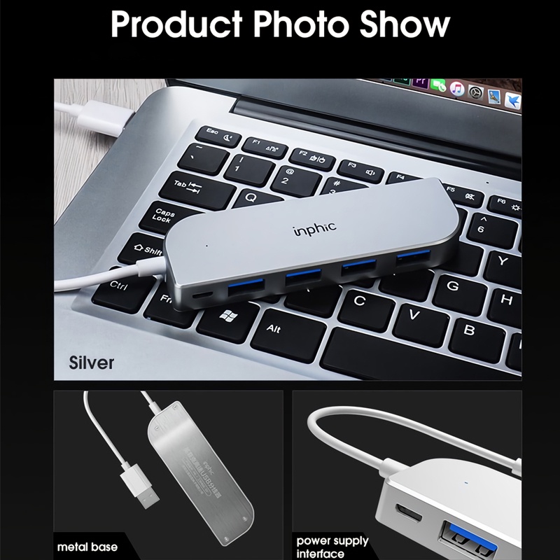Inphic USB3.0 HUB 4 USB Splitter High-Speed mirco B dock expansion การ ...