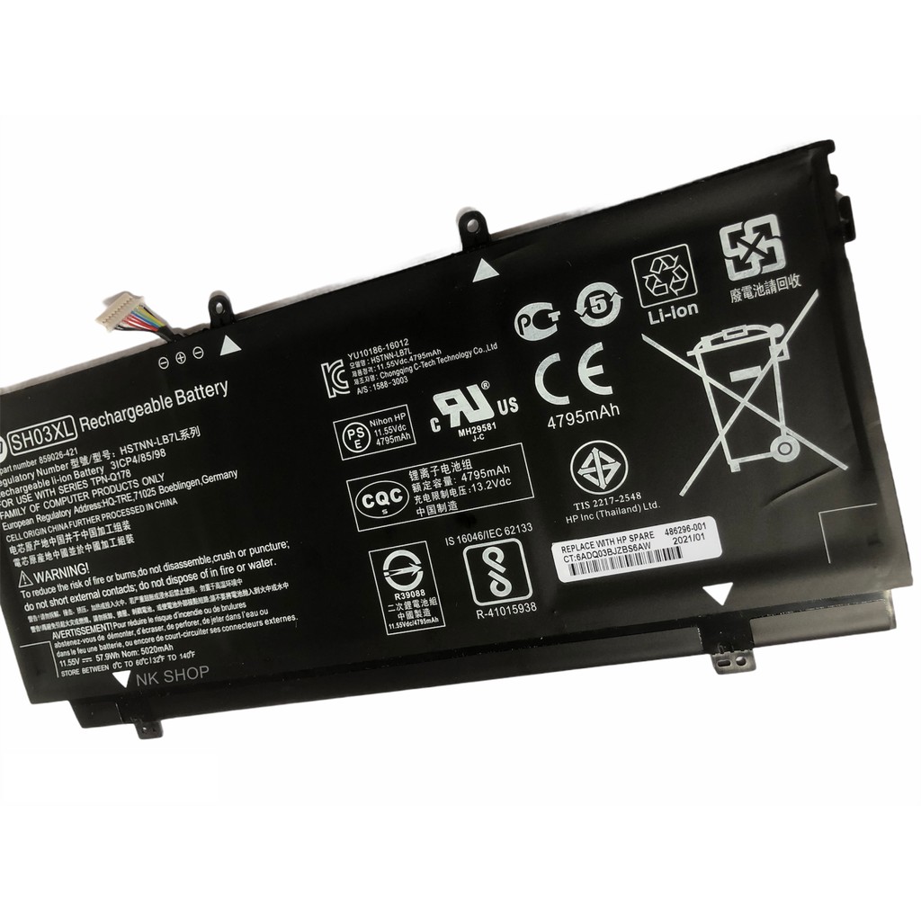 HP แบตเตอรี่ SH03XL CN03XL (สำหรับ Spectre X360 13-AC0xx 13t-ac000 13 ...