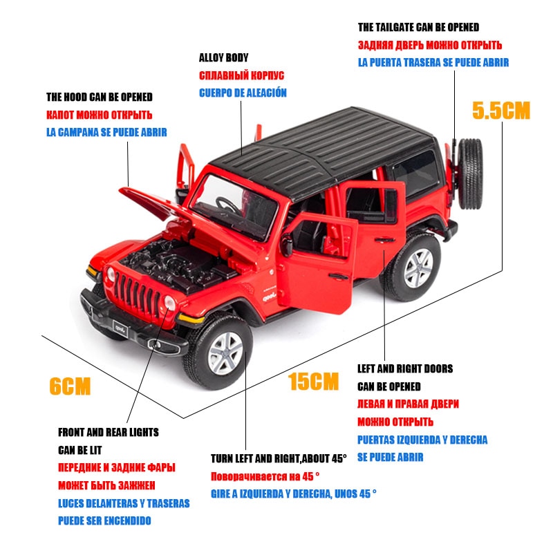 1:32 Wrangler SUV Car die cast alloy car model Diecasts & Toy Sound ...