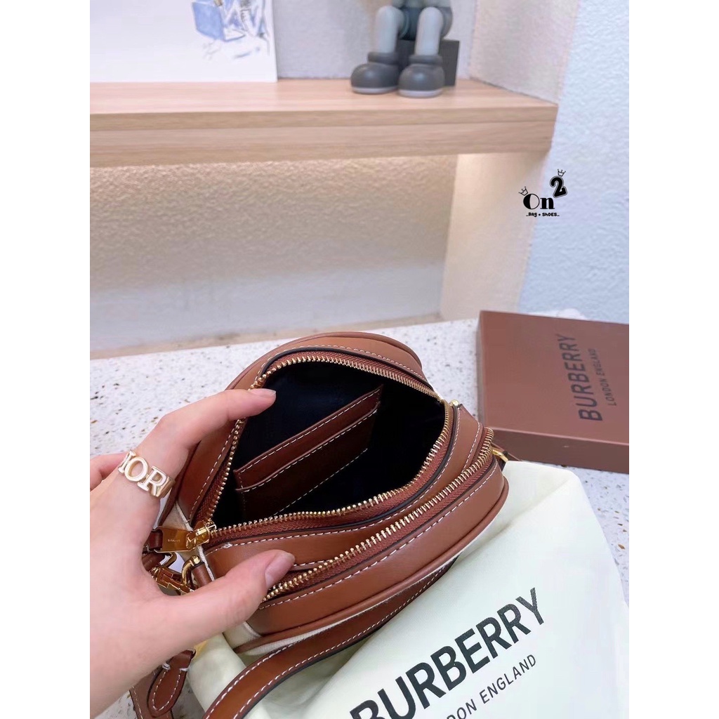 VIP Bur.berry Logo Graphic Canvas And Leather Louise Bag Bur.berry ...