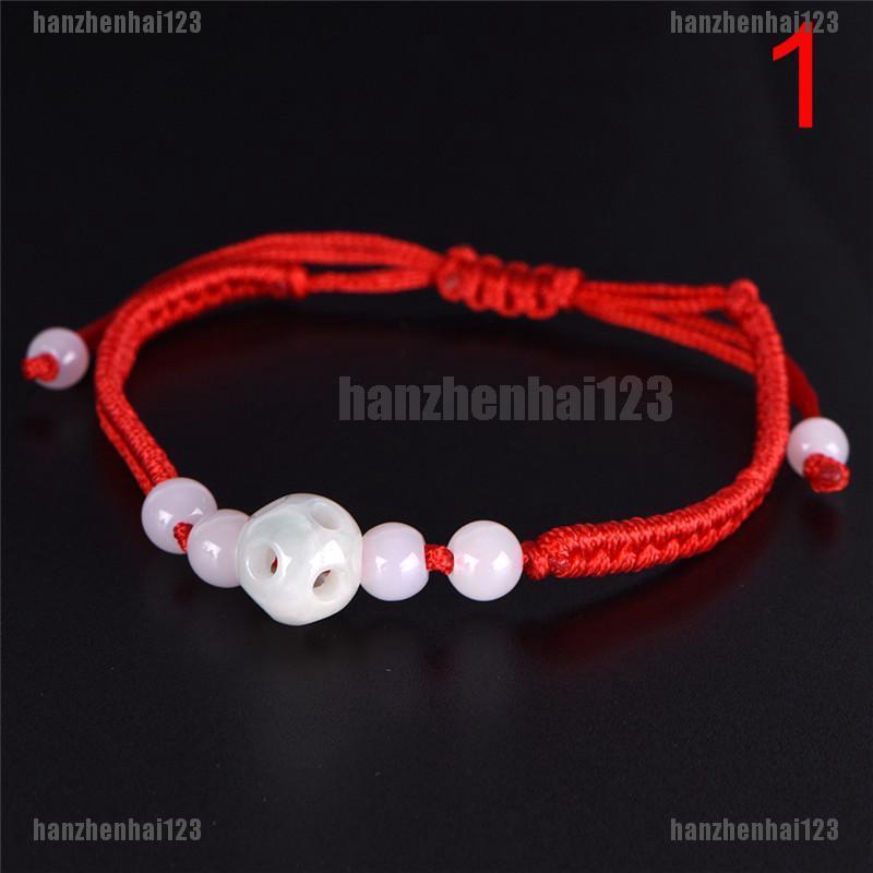 HH 1PC Jade Beads Red String Rope Bracelet Good Luck Lucky Success ...