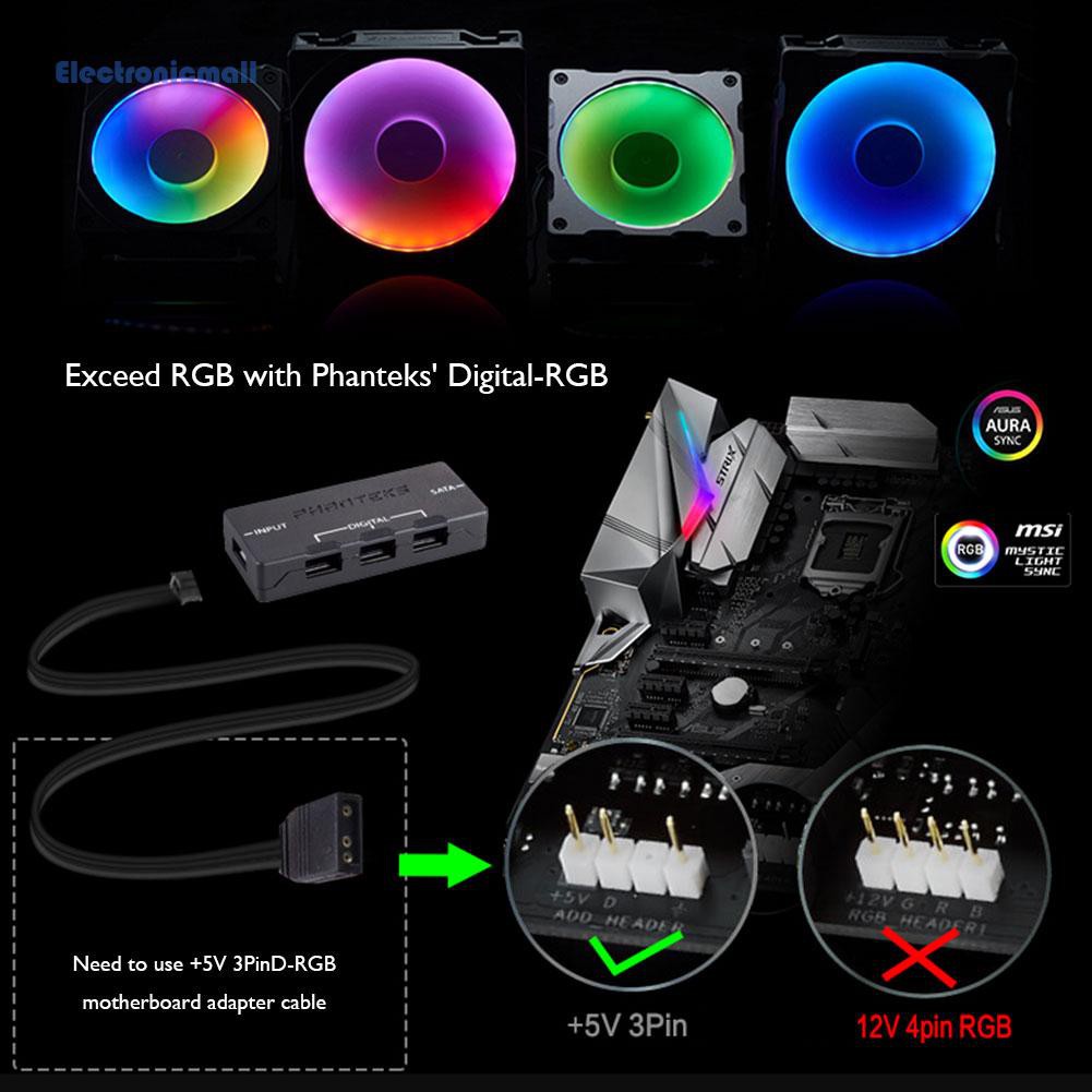 ElectronicMall01 PHANTEKS 5V 3Pin Digital Remote Control HUB RGB LED ...
