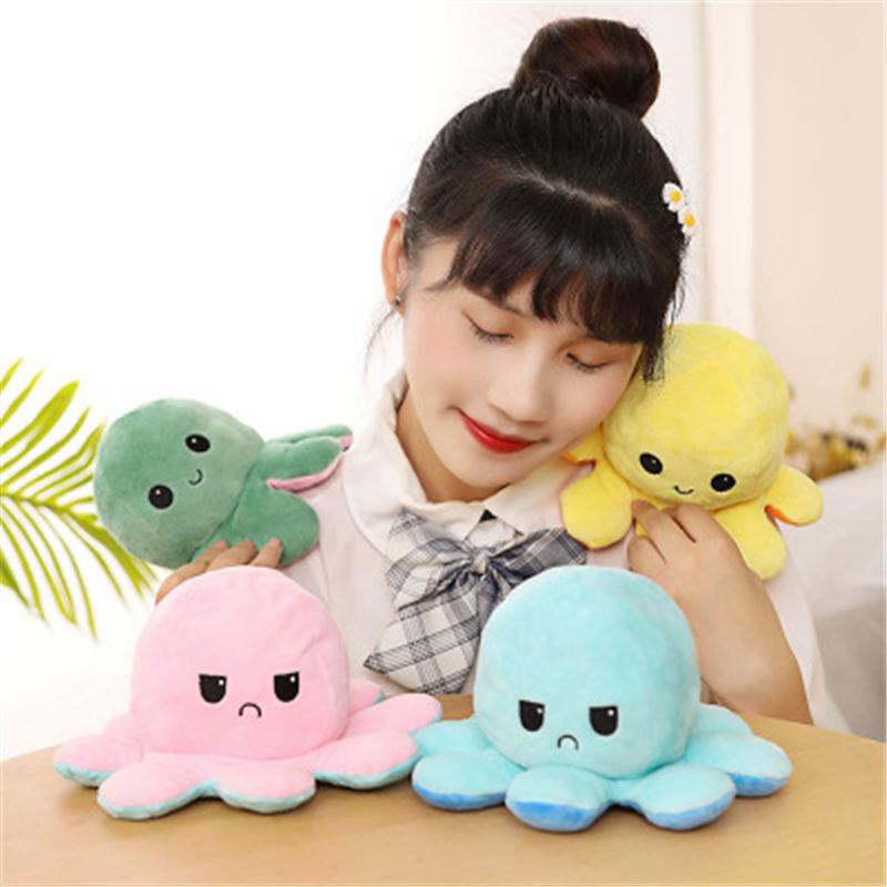 Angry octopus turn face little over happy two faces plush toy doll cute ...
