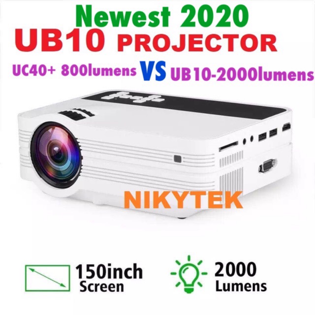 NEWEST 2020-UB10 Mini Projector UB10 Portable 3D LED Projector ...