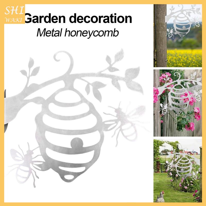 SHIWAKI Creative Metal Bee Hive Garden Decor Honeycomb Bees Gift for ...