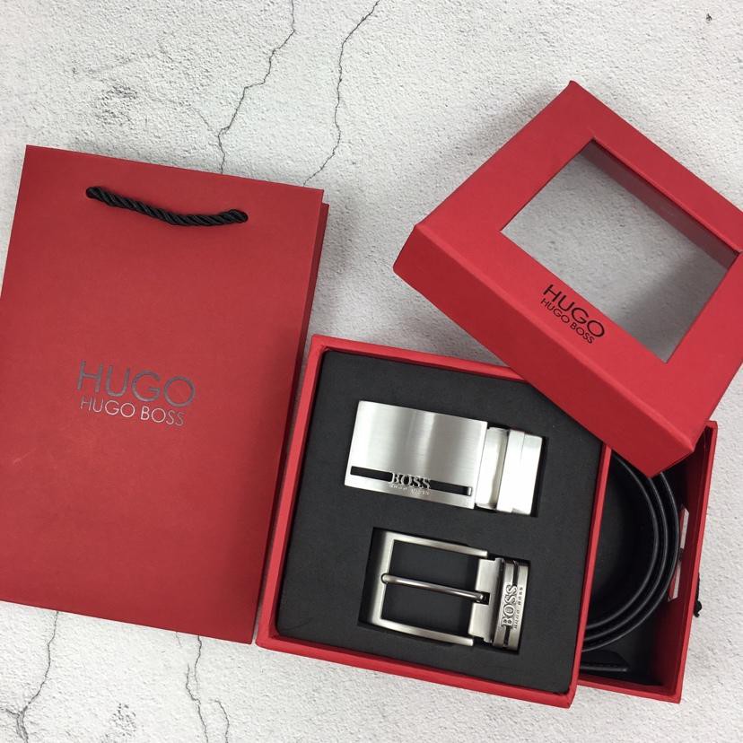 HUGO BOSS belt with red box and paper bag บรรจุภัณฑ์ของขวัญเคาน์เตอร์ ...