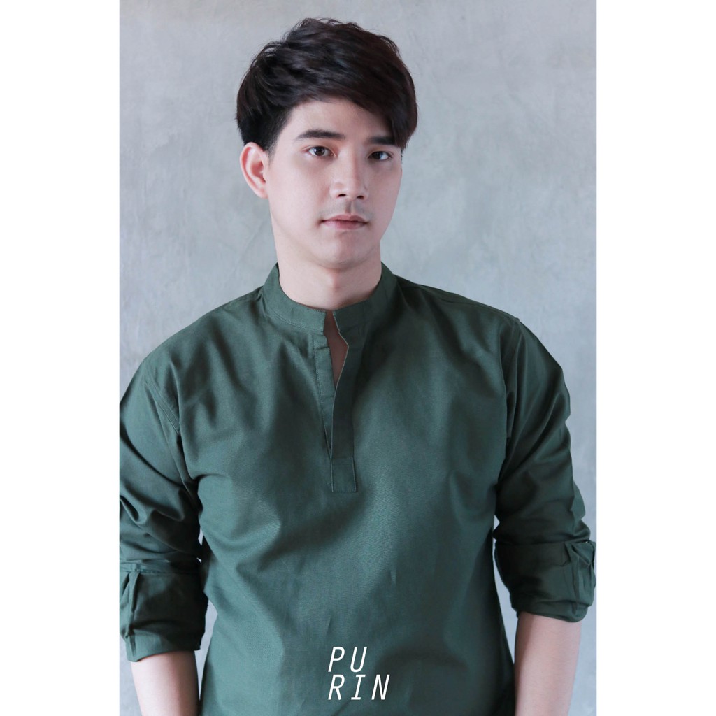 Purinmens C รีดง่าย ใส่สบายมาก เสื้อเชิ้ตแขนยาว ผ้าคอตต้อนผสมลินิน ...
