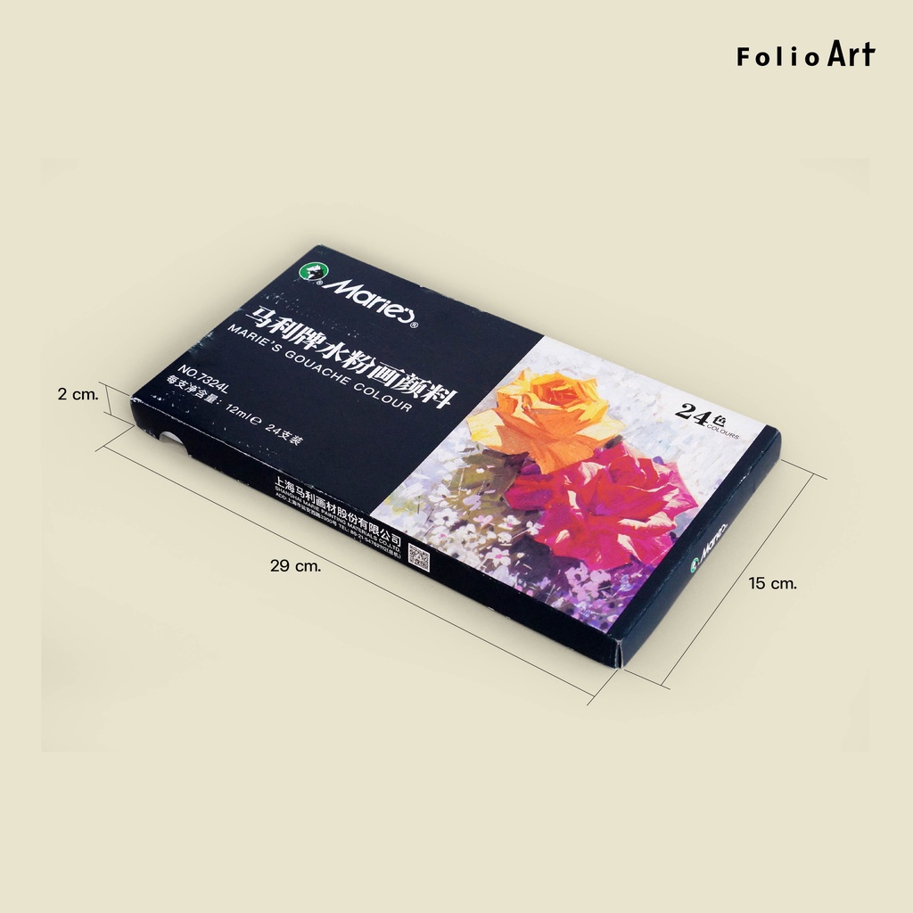 FOLIO ART Maries gouache colour paint set 24 colours สีกวอช ขนาด 12ml 24 สี gouache ชุดสีสำหรับ ...