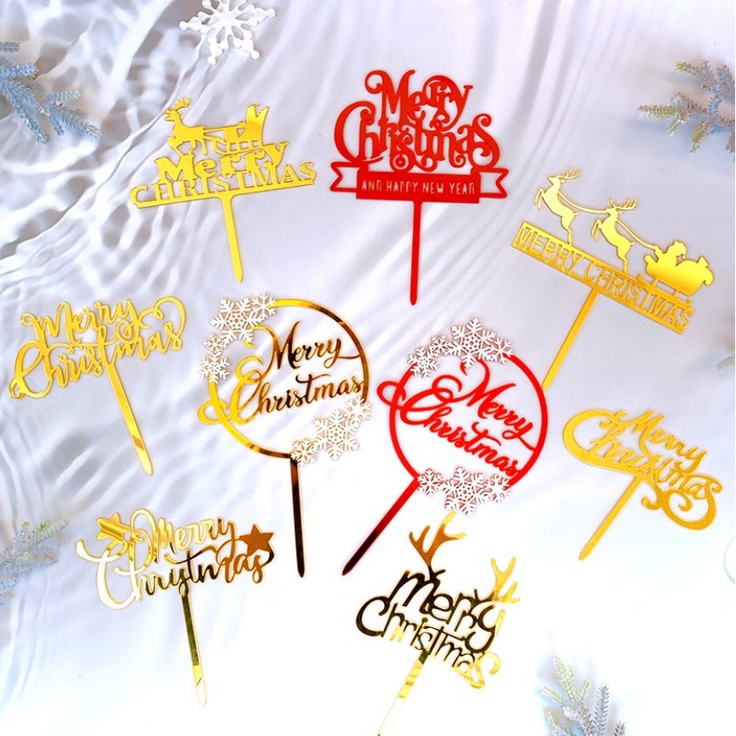 【new Arrival】merry Christmas Acrylic Cake Topper Xmas Cake Decoration