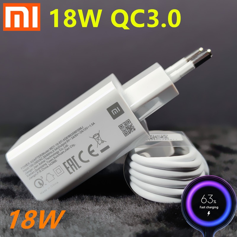 Original Xiaomi Mi 9 Se 18W อุปกรณ์ชาร์จแบบด่วน Qc3.0 Usb ติดผนังชาร์จเร็ว Micro Usb และ Type C ...