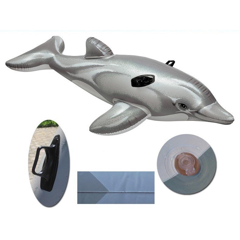 INTEX Inflatable Kid Dolphin Swim Ring Float Rider Swimming 58535 mmpL ...
