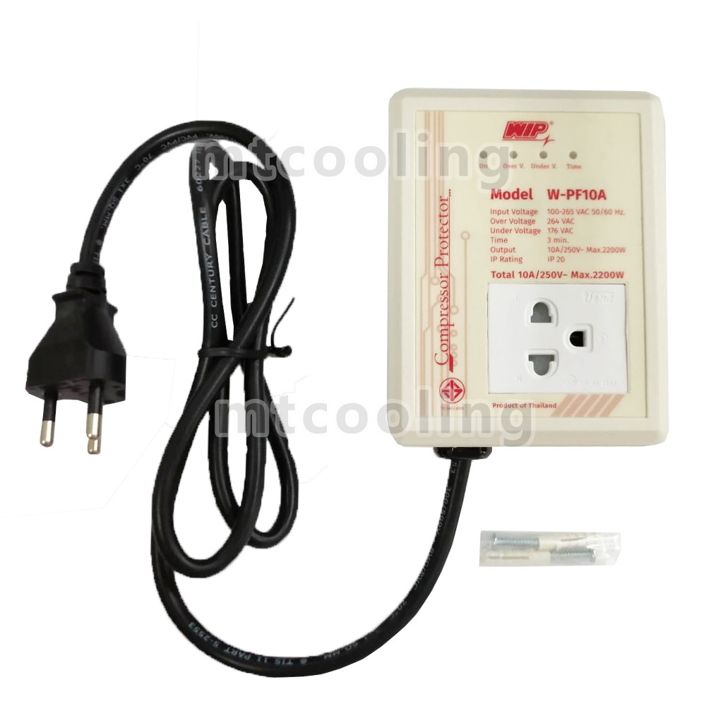 W-PF10 A Compressor Protector ขนาด 10A ยี่ห้อ WIP เครี่องป้องกันไฟกระชาก เฟสโพรเทคชั่น ปลั๊ก ...