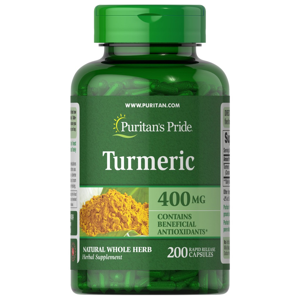 ขวดใหญ่ 200 เม็ด Puritan s pride Turmeric 400 mg 200 capsules ขมิ้นชัน ...