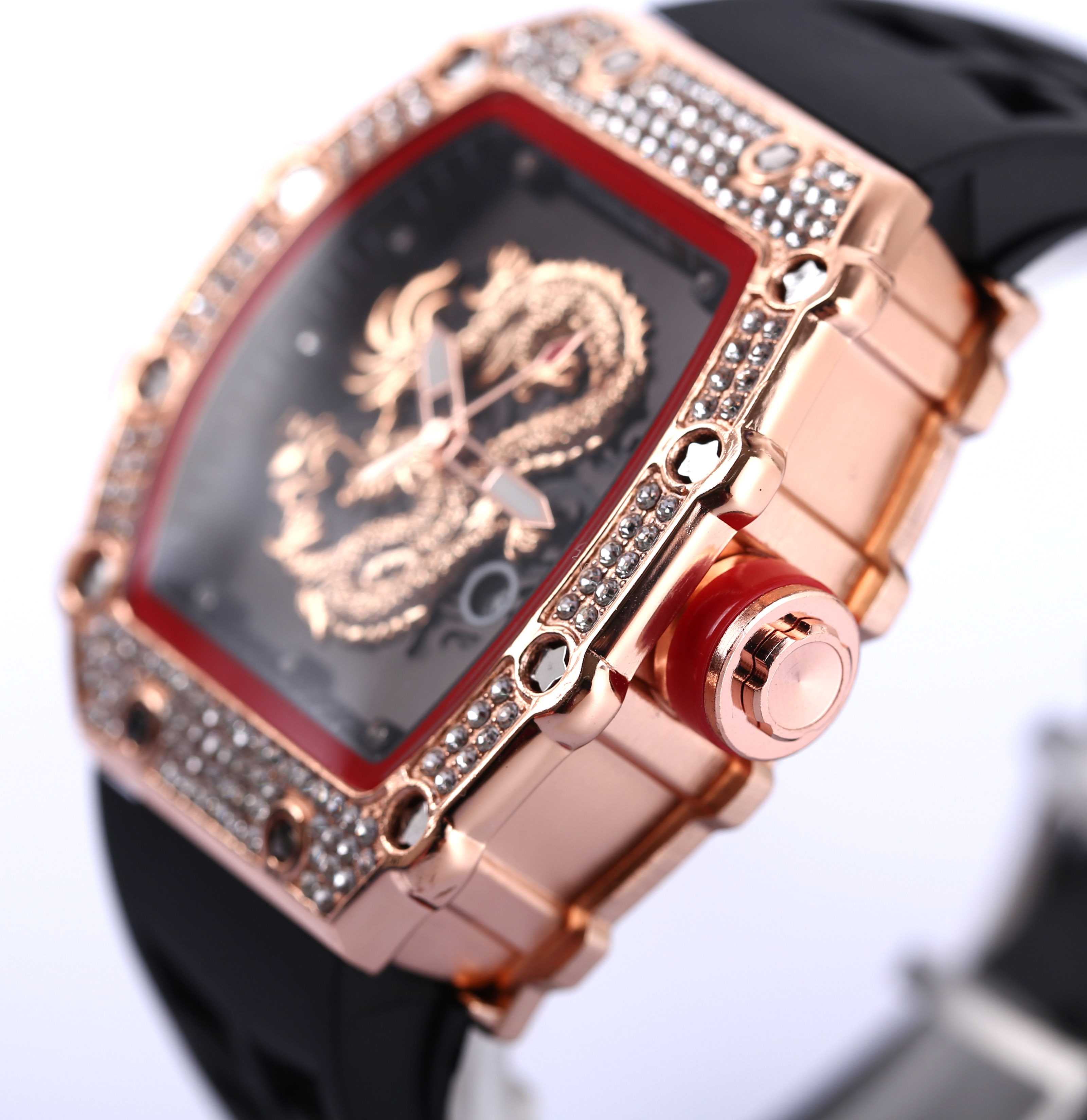 RM Men's Quartz Diamond Watch 3D Dragon 3D Panda Sculpture Fashion ...