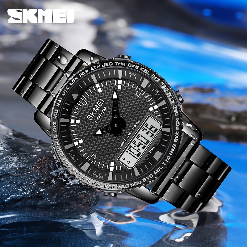 Skmei 1898 นาฬิกาข้อมือดิจิทัล อะนาล็อก โครโนกราฟ 3 เวลา กันน้ํา สําหรับผู้ชาย - justease.store ...