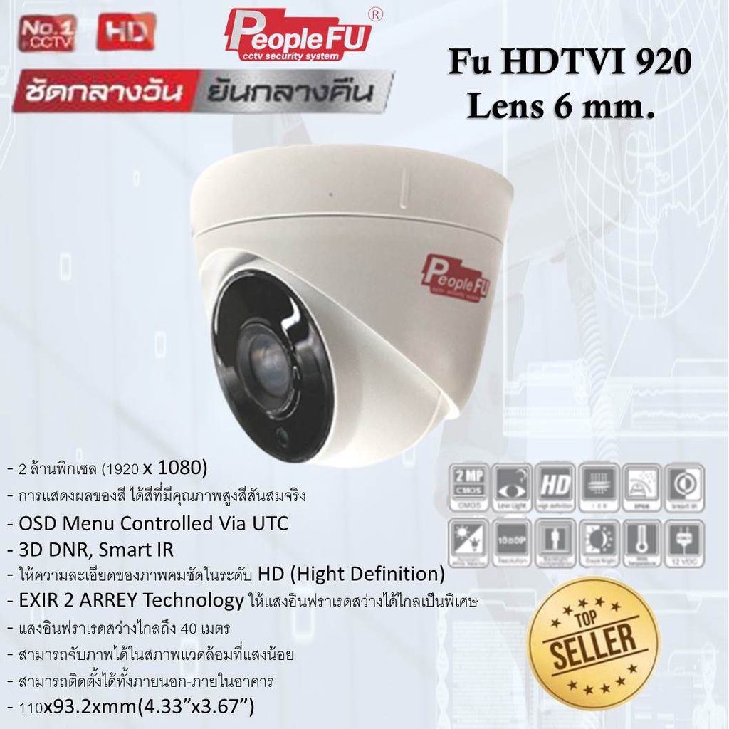 กล้องวงจรปิดระบบ HDTVI 2MP รุ่น FU HDTVI 920 Lens 6 mm. - peoplefuinter ...