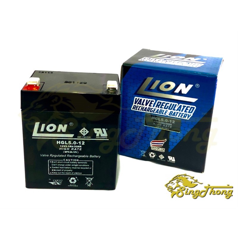 Battery แบตเตอรี่ LION 12V-5Ah (HGL12V-5AH) / แบต 12V5 / แบตแห้ง 12V5 ...